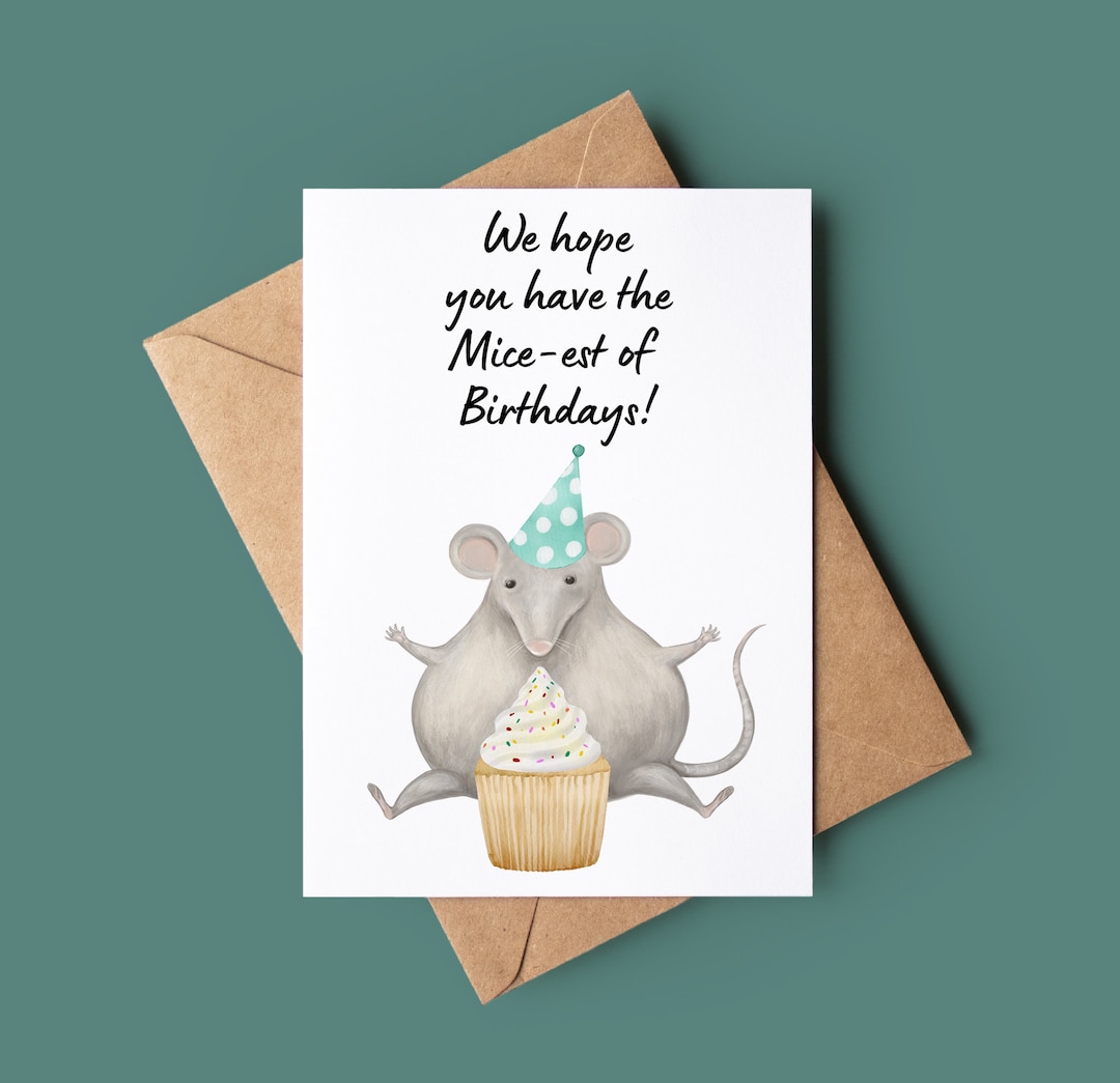 Mouse Happy Birthday Card - Funny Mouse Pun Card - Cute Birthday Card ...