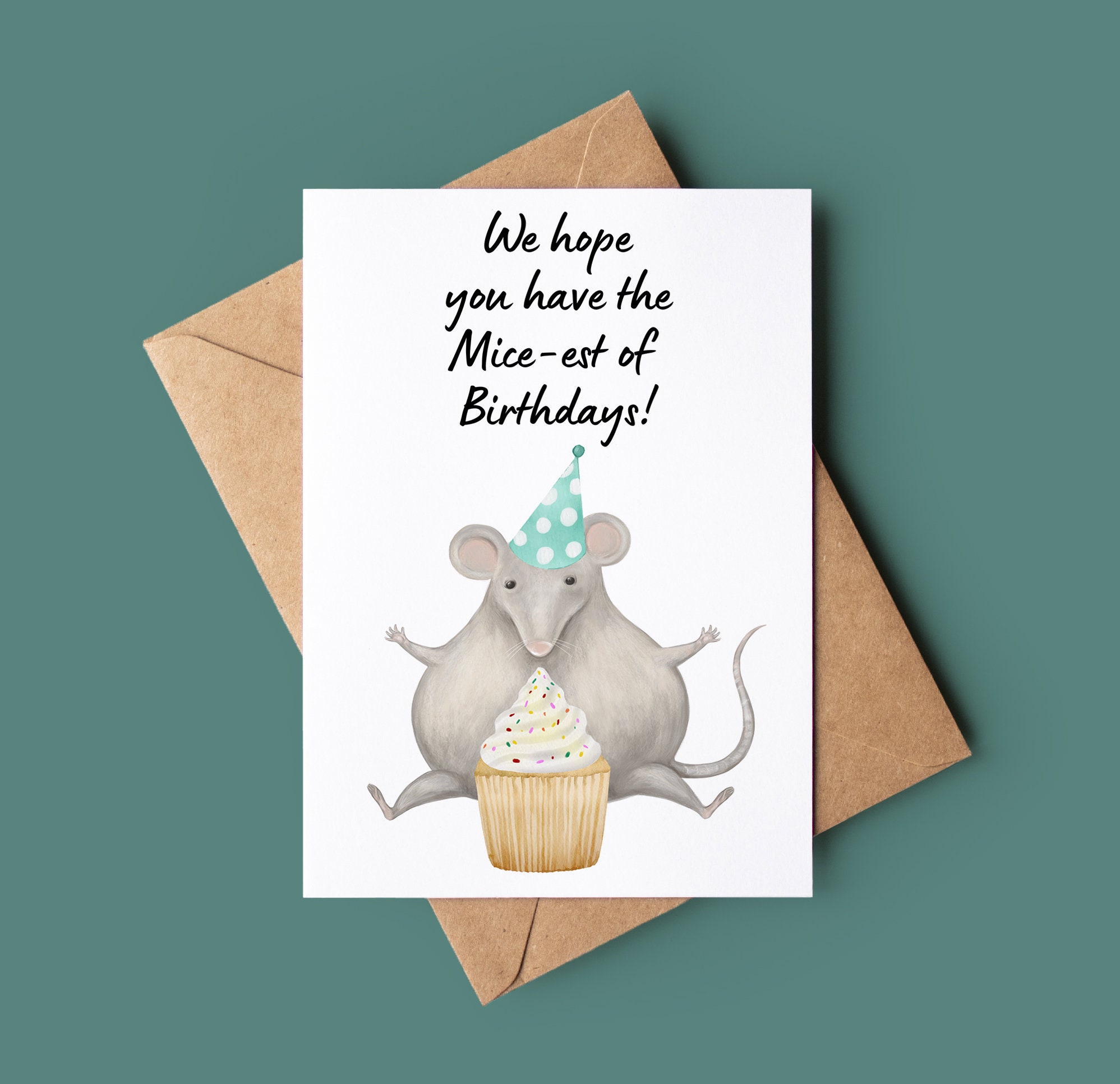Mouse Happy Birthday Card Funny Mouse Pun Card Cute - Etsy