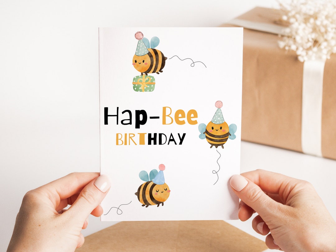 Cute Bee Happy Birthday Card - Funny Bee Birthday Card - Bee Pun ...