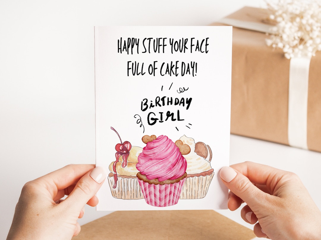 Birthday Girl Card - Funny Birthday Cake Card - Cake Greetings Card ...