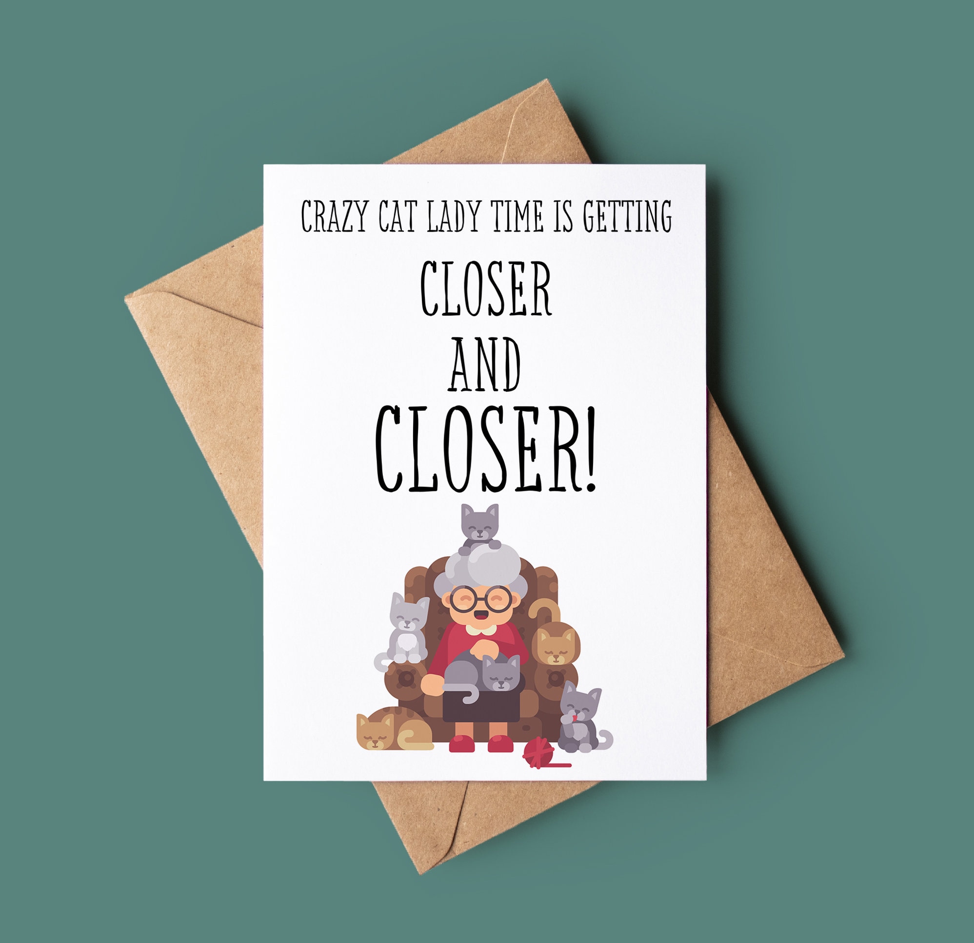 Funny Crazy Cat Lady Happy Birthday Card Humorous - Etsy