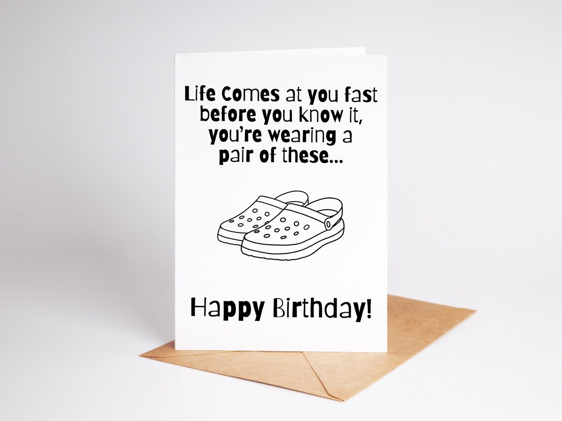 Funny Happy Birthday Card - Humorous Croc Bday Card - Funny Greeting ...