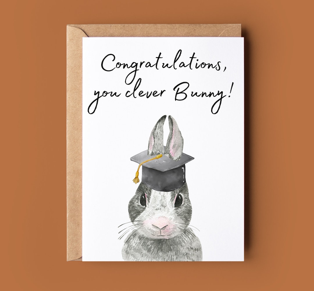 Clever Bunny Card - Congratulations Rabbit Card - Graduation Greetings ...