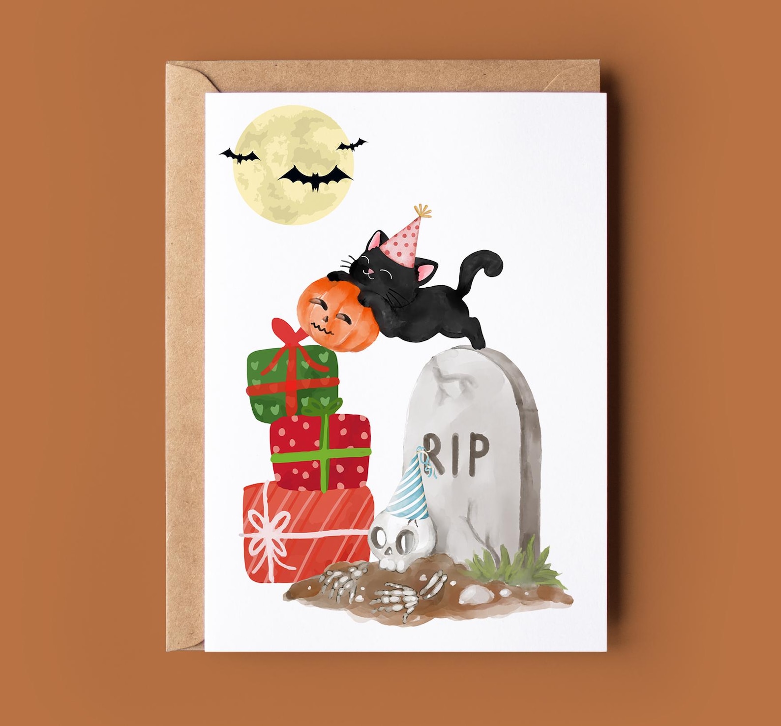 Spooky Happy Birthday Card - Cat Halloween Birthday Card - Funny ...