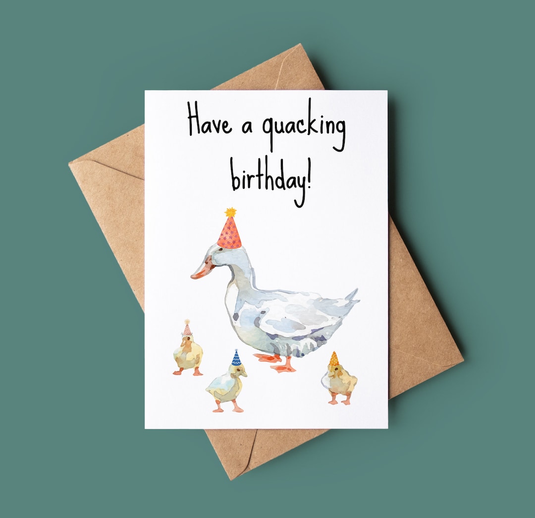 Happy Birthday Duck Pun Card - Funny Duck Greetings Card - Customised ...