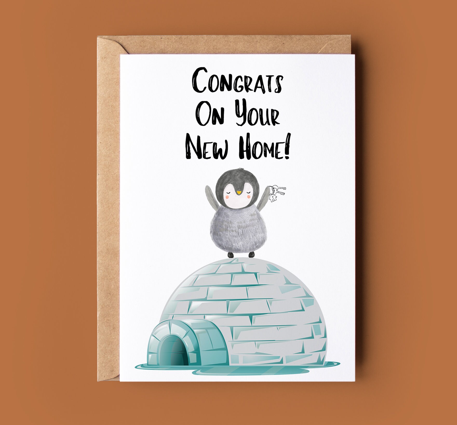 Congratulations New Home Card Funny Penguin Card Penguin Igloo ...