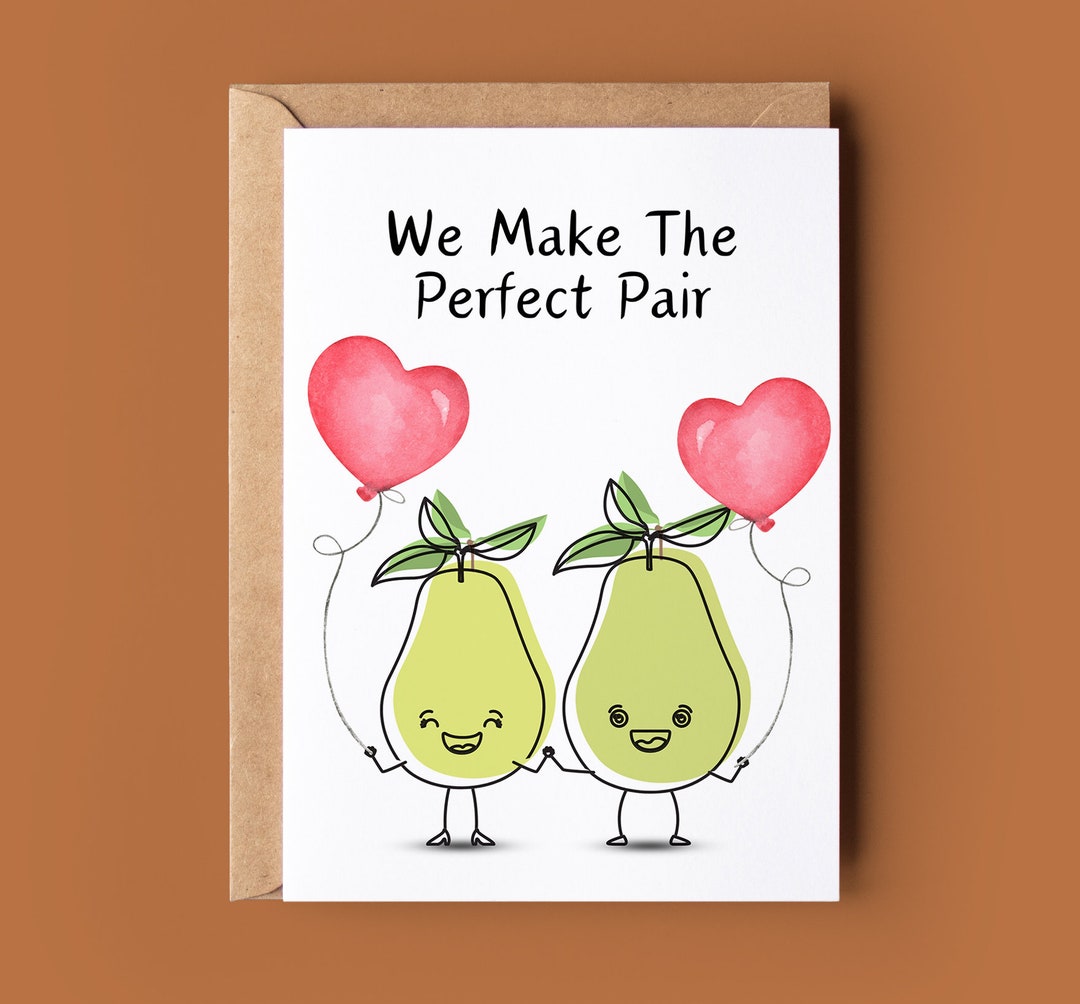 Valentine's Day Card - Pair Pun Card - Romantic Valentines Card - Cute ...