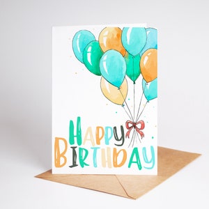 Cute Balloon Happy Birthday Card - Personalised Balloons Birthday Card ...