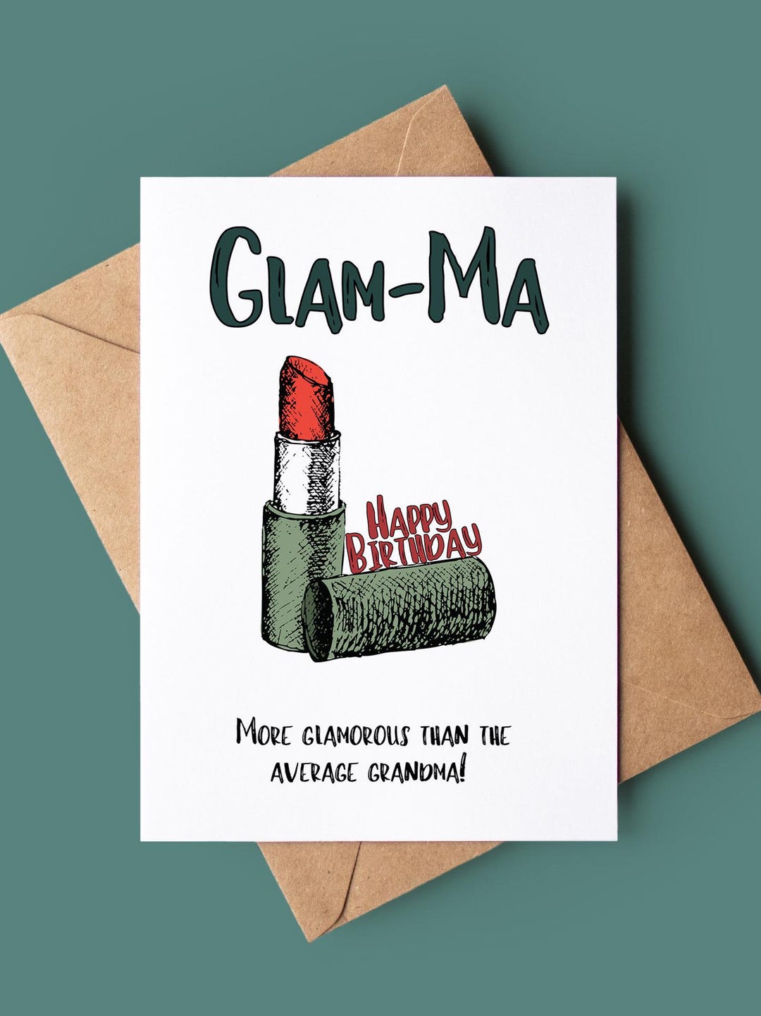 Glam-ma Birthday Card - Personalised Grandma Birthday Card - Nanny ...