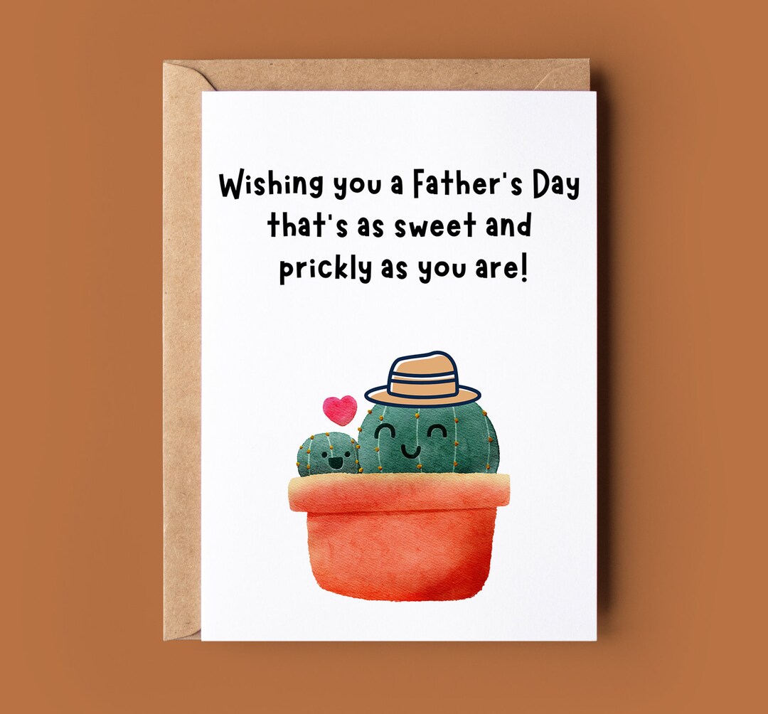 Cute Cactus Pun Fathers Day Card - Funny Card for Dad or Grandad ...