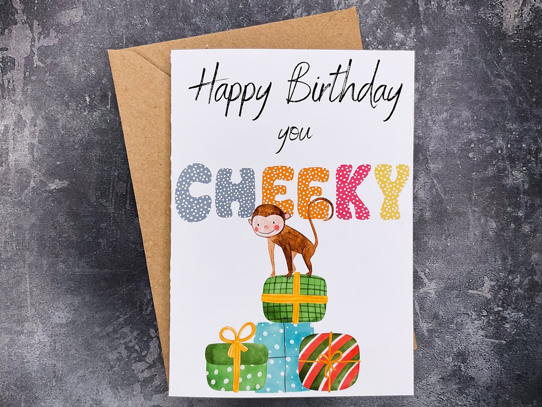 Cheeky Monkey Happy Birthday Card Childs Birthday Card - Etsy
