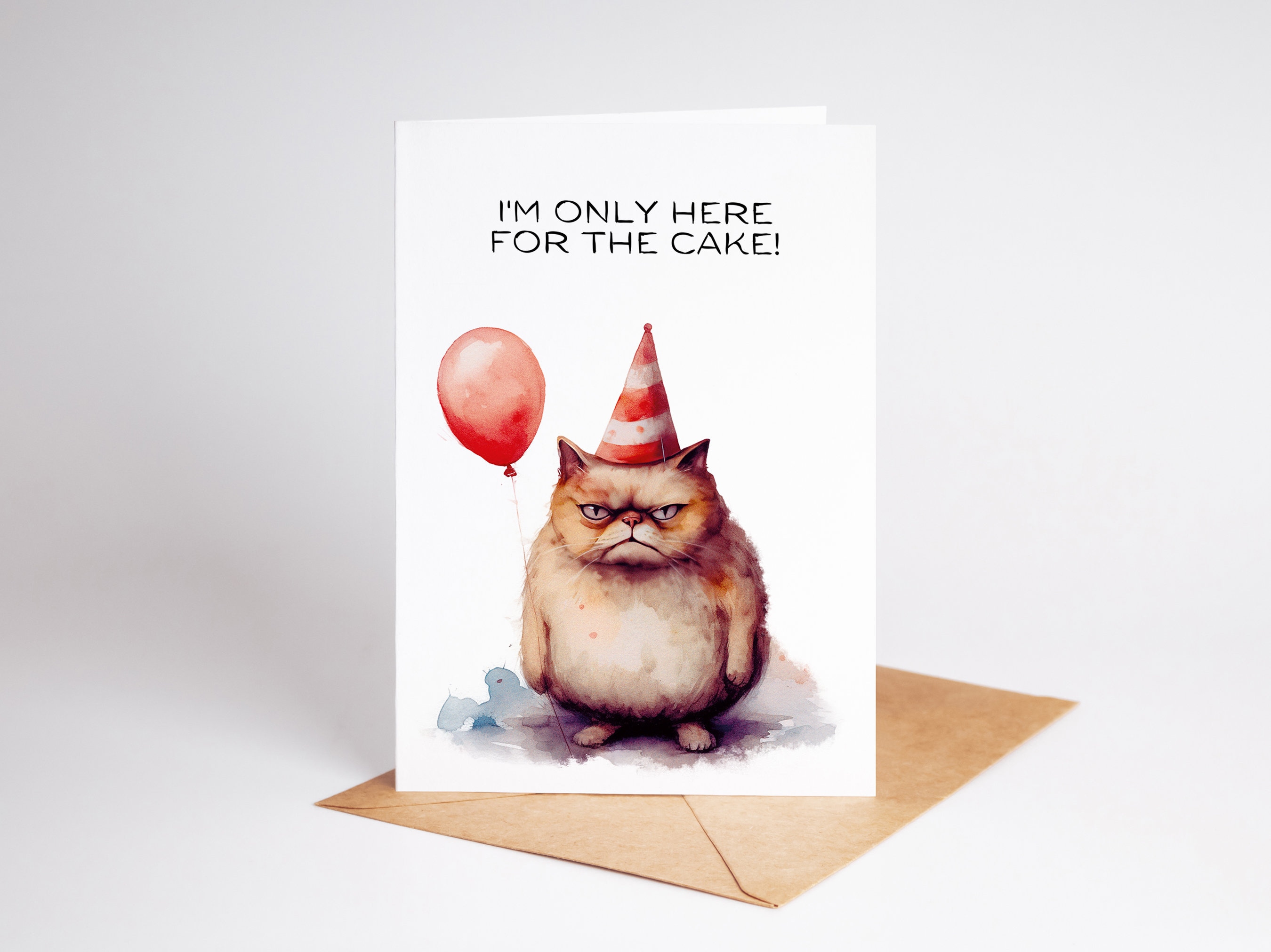 Funny Cat Birthday Card Grumpy Cat Birthday Card Cat Greetings Card Cat ...