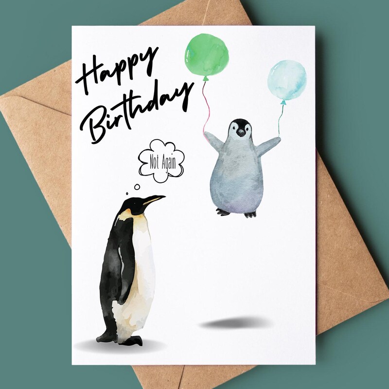 Penguin Birthday Card - Etsy
