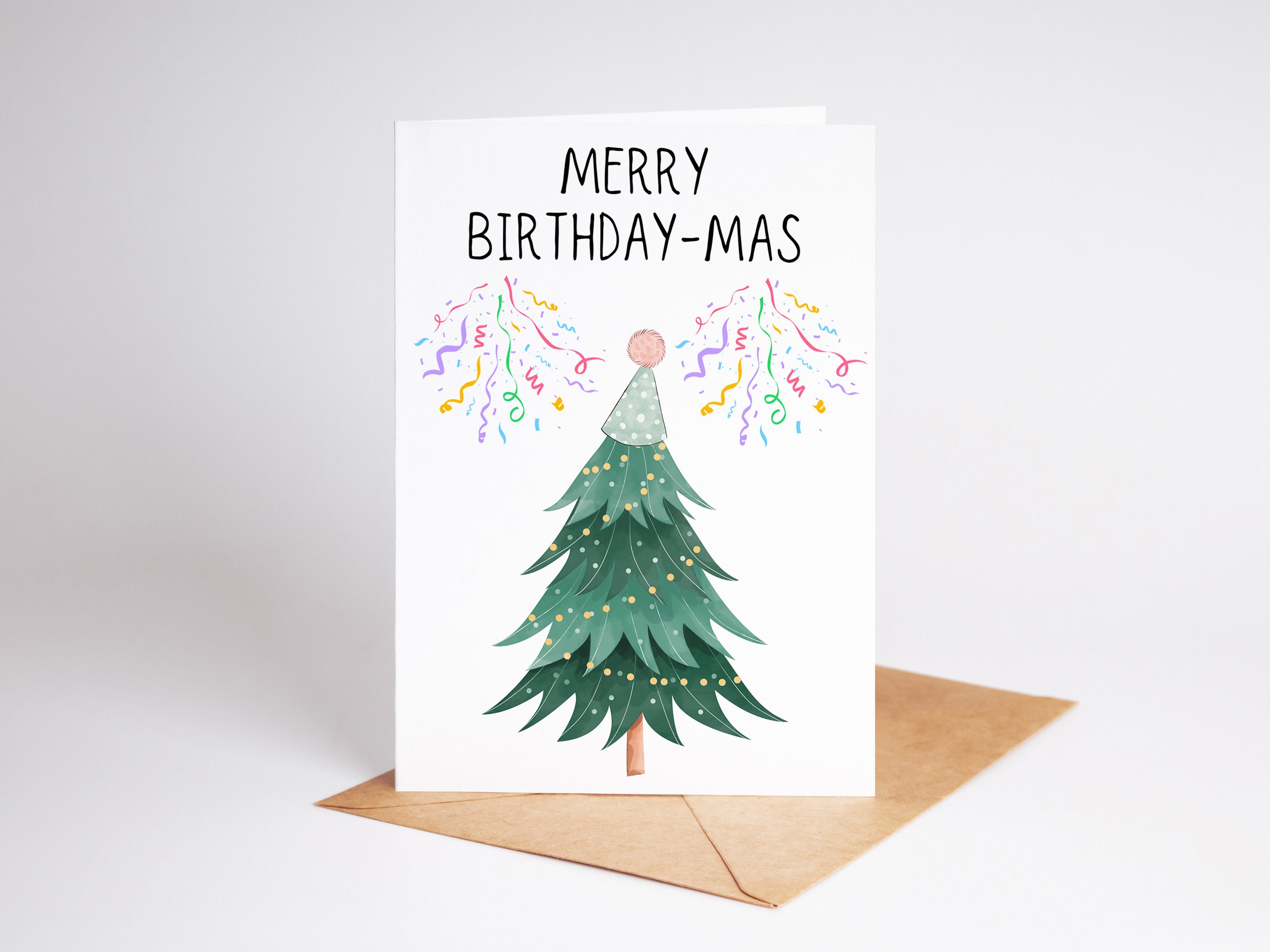 Merry Birthdaymas Card Cute Christmas Birthday Card Greeting Card ...