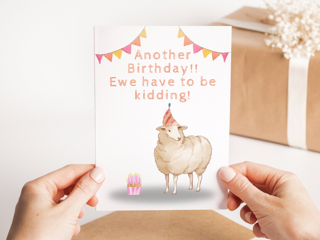 Ewe Pun Happy Birthday Card - Funny Birthday Card - Sheep Pun Greetings ...