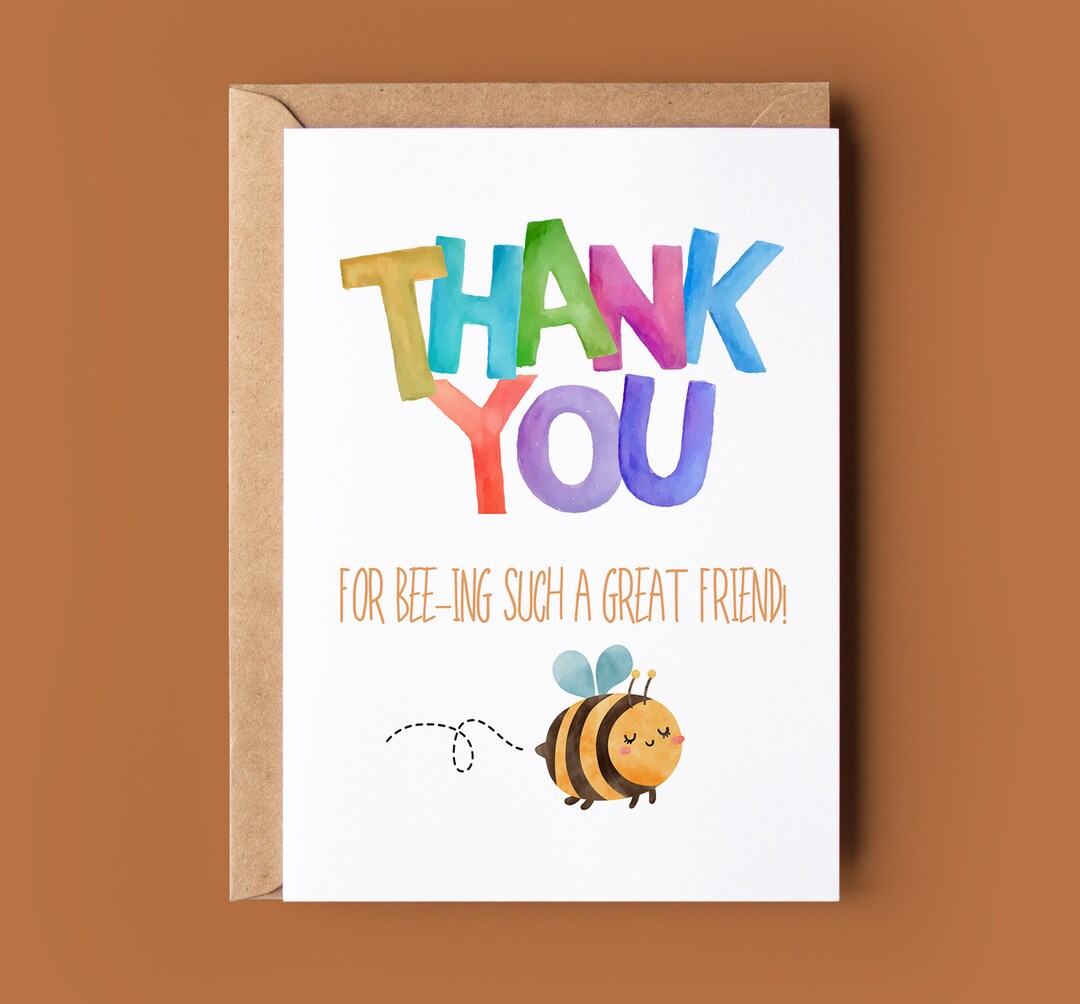 Thank You Bee Pun Card - Cute Thank You Card - Card for Teacher - Card ...