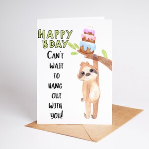 Sloth Happy Birthday Card - Cute Birthday Pun Card - Customised Bday ...