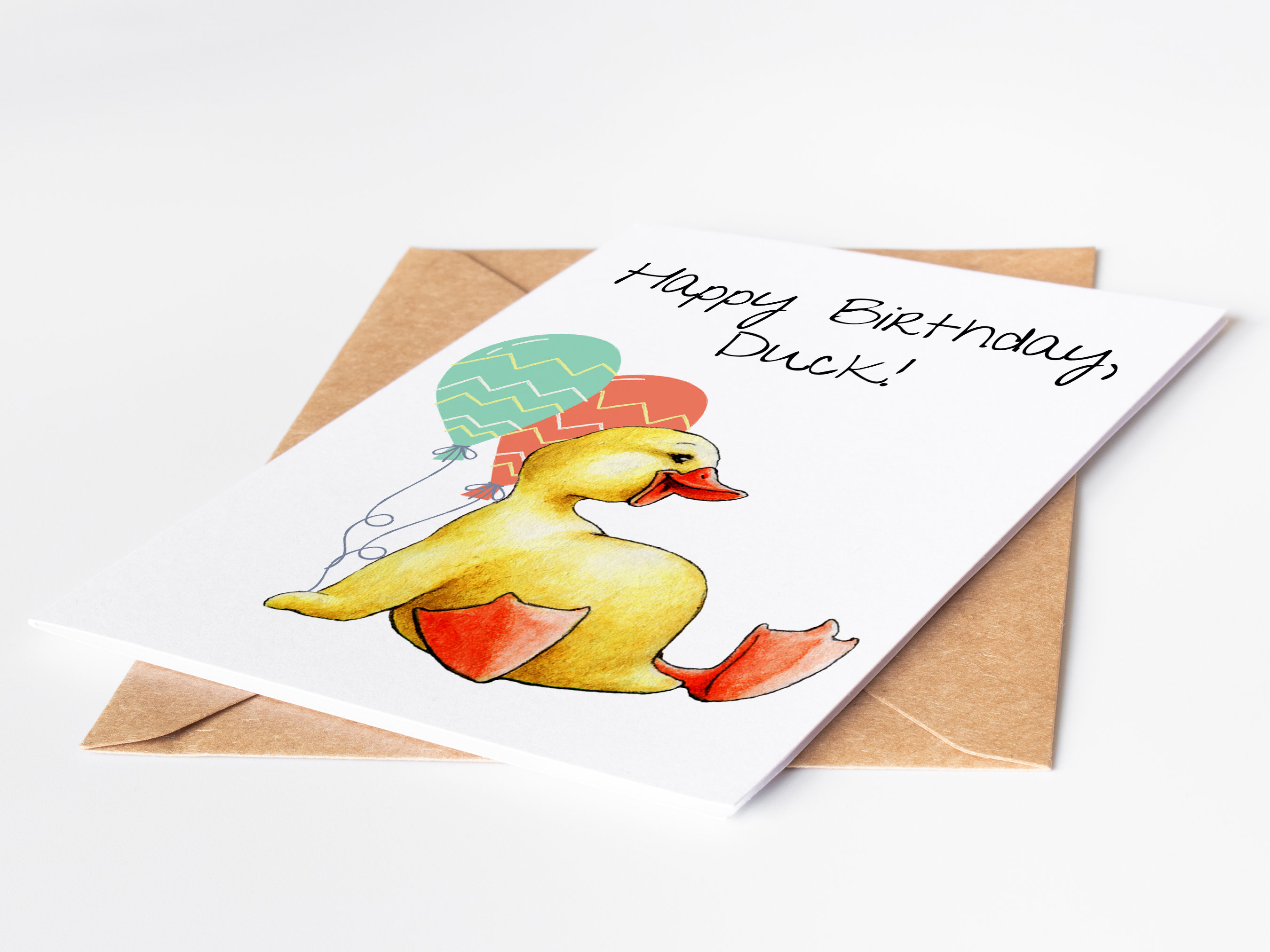 Happy Birthday Duck Card Funny Birthday Duck Card Duck Greetings Card ...