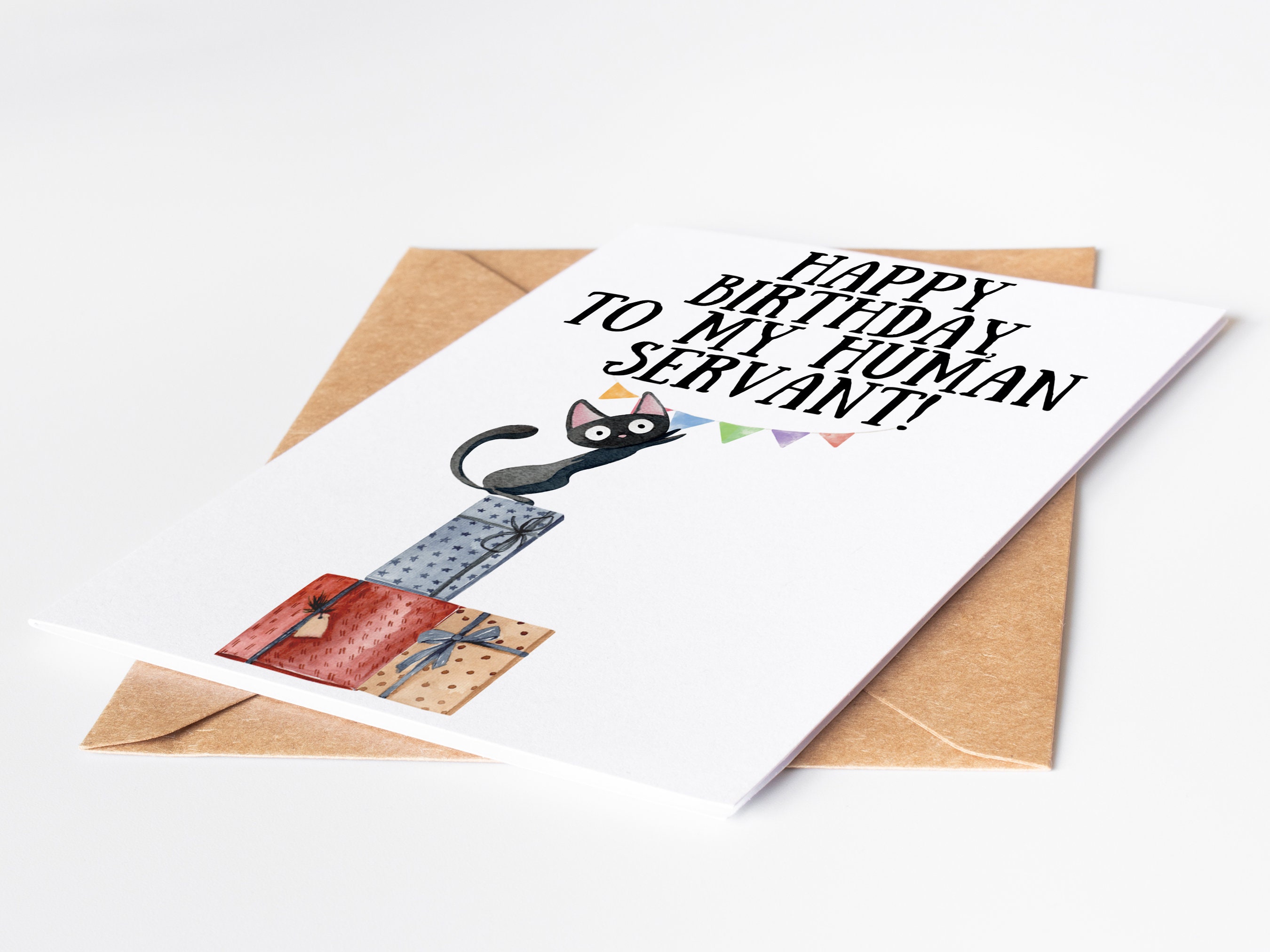 Rude Cat Happy Birthday Card - Funny Birthday Card - Cat Greetings Card ...