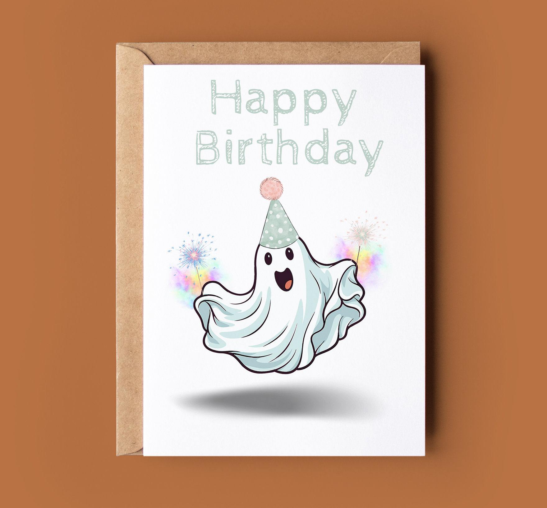 Funny Ghost Happy Birthday Card Halloween Birthday Card Cute Ghost ...