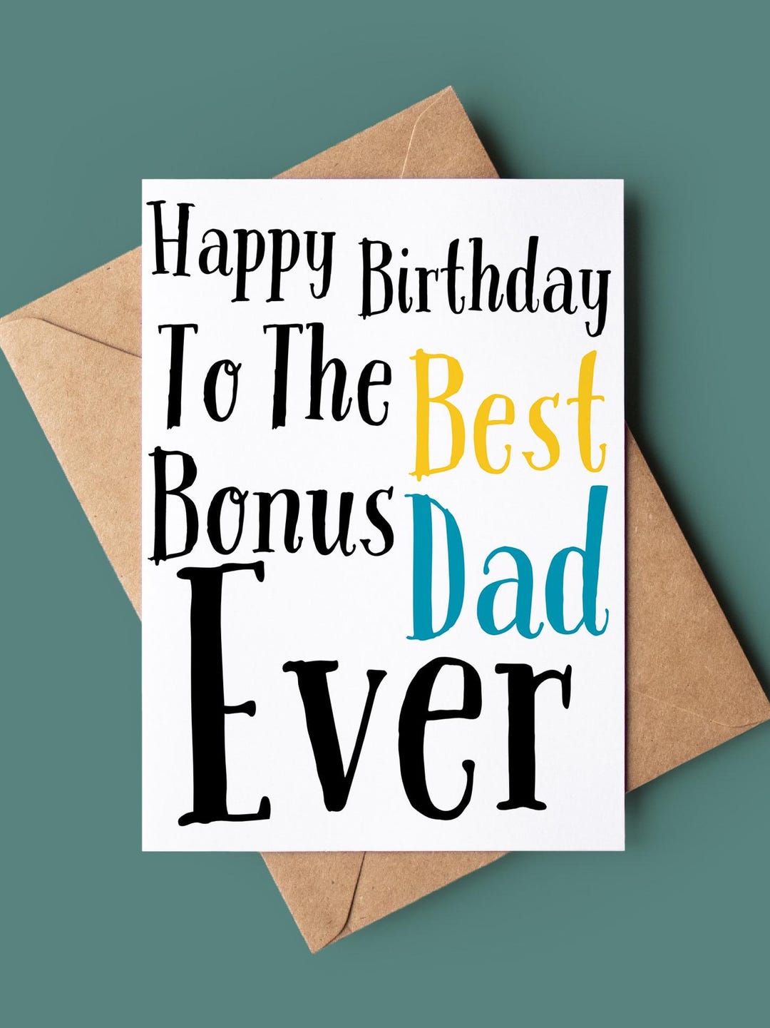 Happy Birthday Bonus Dad Card - Step Dad Birthday Card - Step-father ...