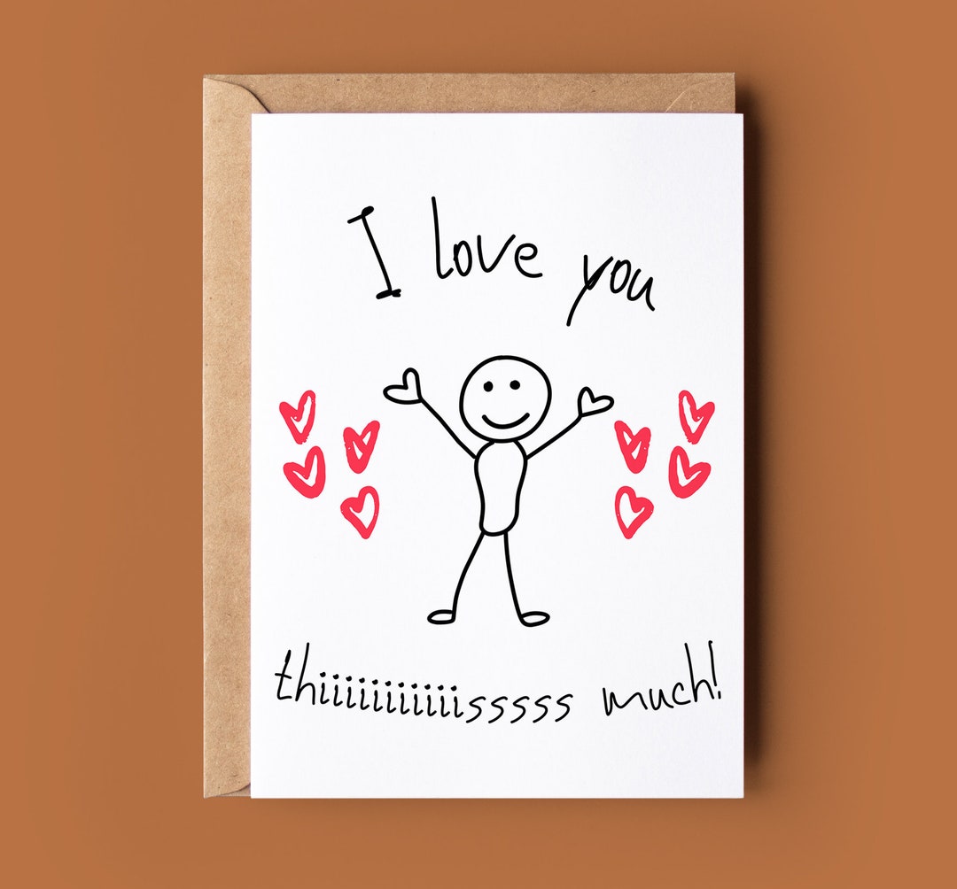 Cute Stick Person Anniversary Card - Personalised Valentine Greeting ...
