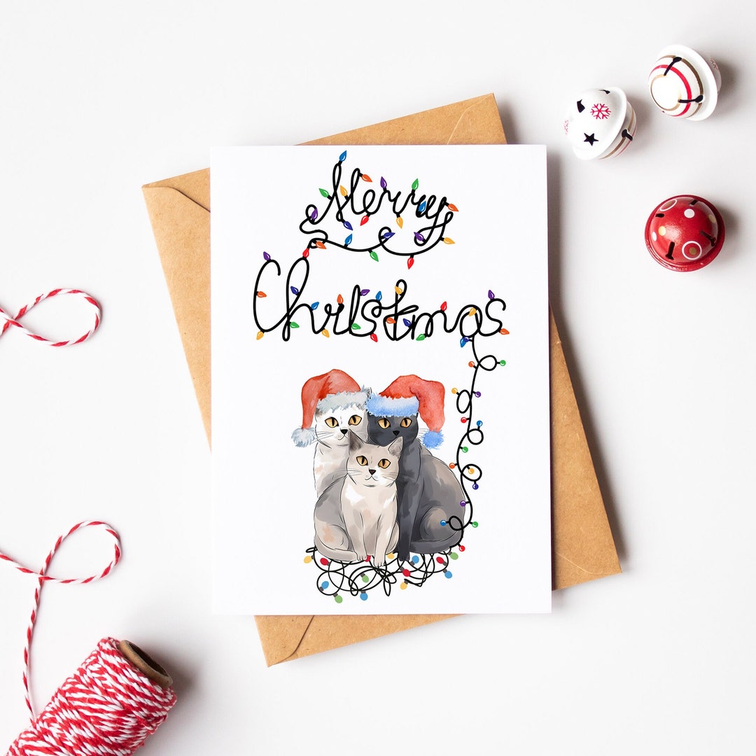 Funny Cat Christmas Card - Cute Christmas Card - Joke Xmas Greeting ...