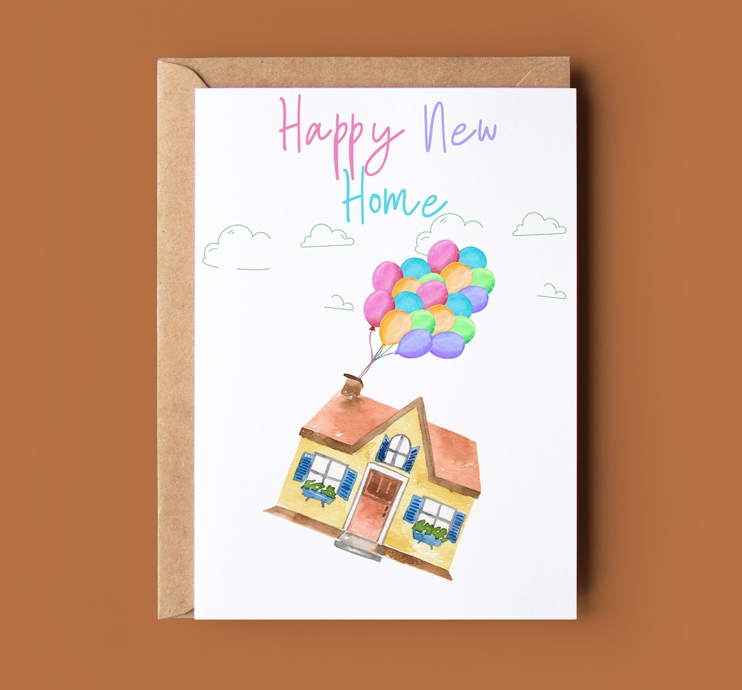 Congratulations New Home Card - Funny Moving House Card - Cute Balloon ...