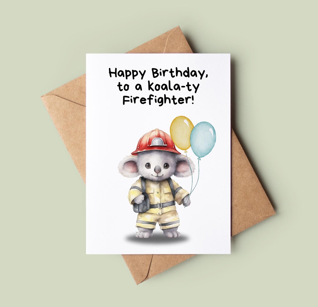 Birthday Card for Fireman - Cute Handmade Birthday Card for Him ...