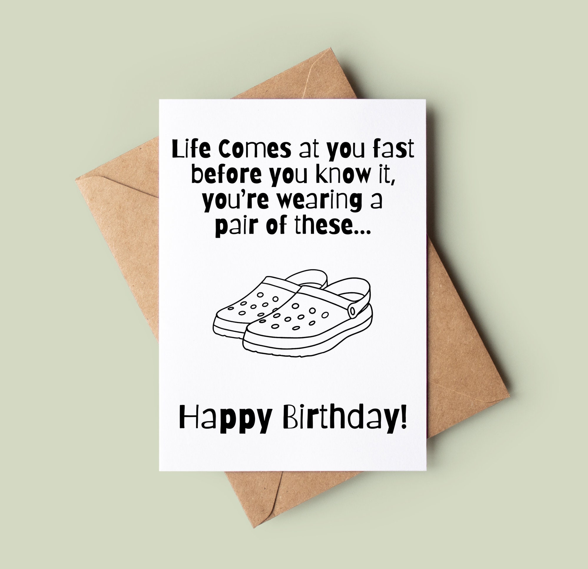 Funny Happy Birthday Card - Humorous Croc Bday Card - Funny Greeting ...
