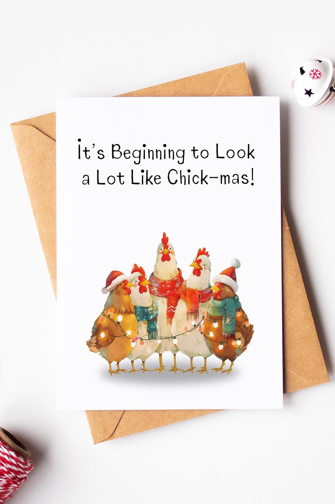 Merry Christmas Chicken Card - Funny Watercolour Greeting Card ...