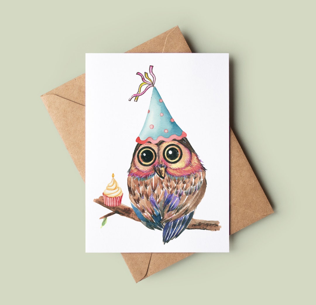Owl Happy Birthday Card Funny Birthday Card Cute Owl Greetings Card ...
