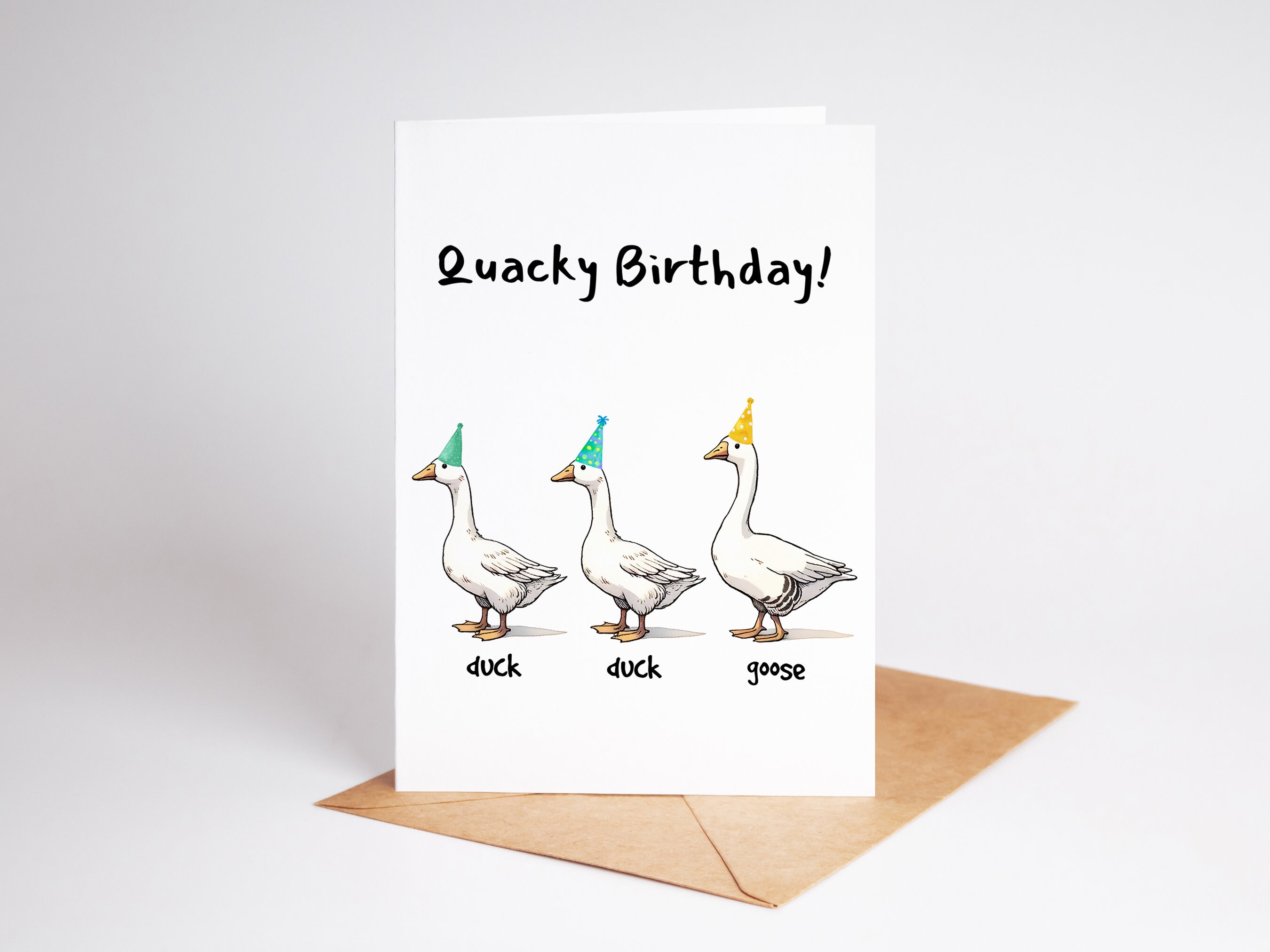 Duck Duck Goose Birthday Card Funny Duck Pun Greetings Card Customised ...