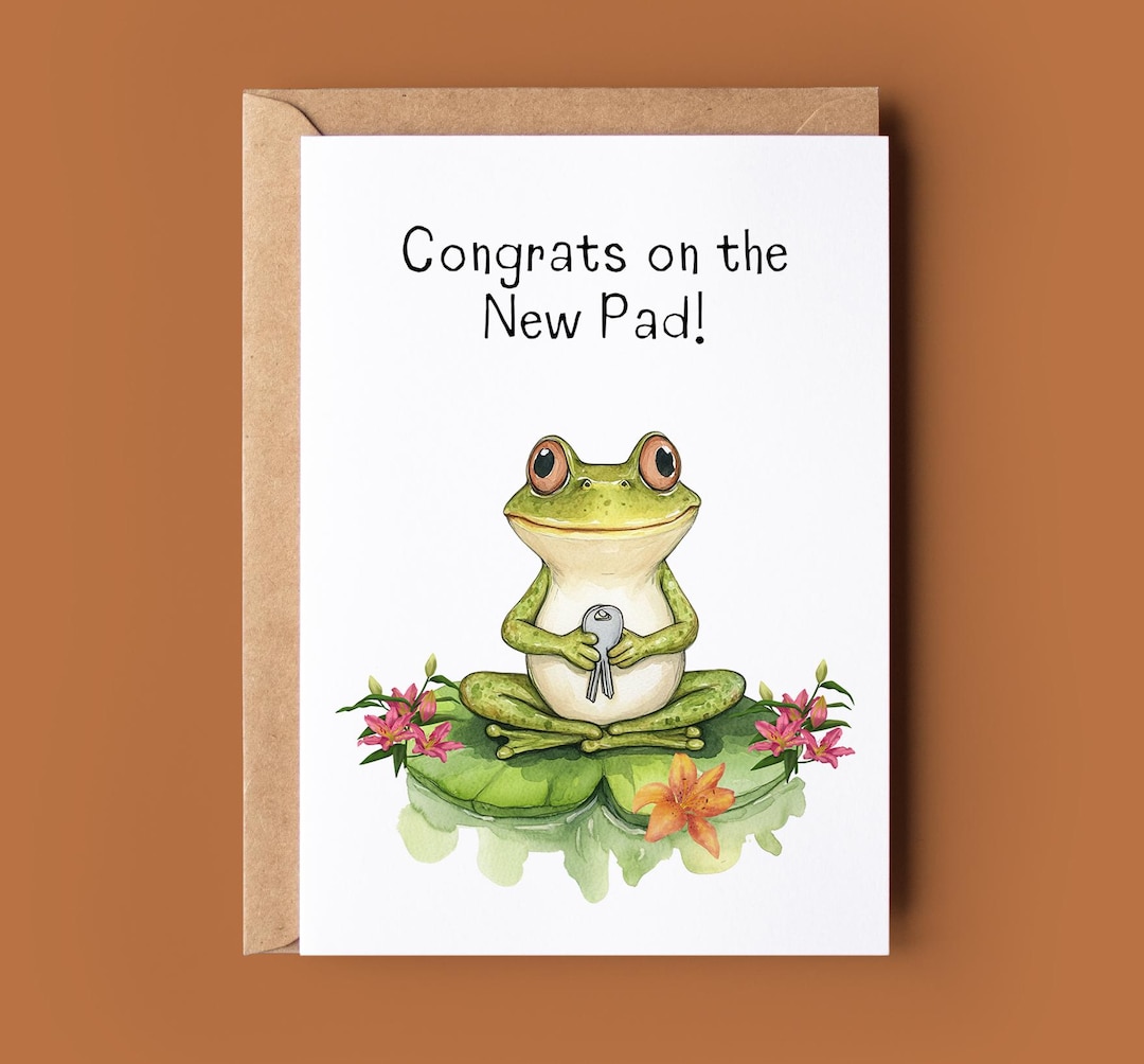 Congratulations New Home Card - Funny Frog Congrats Card - New Pad Toad ...