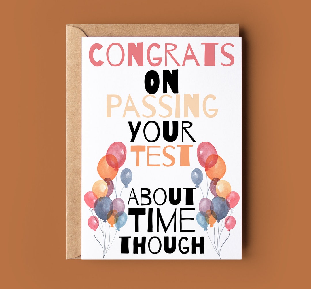 Congratulations on Passing Test Card - Motivational Card - Graduation ...