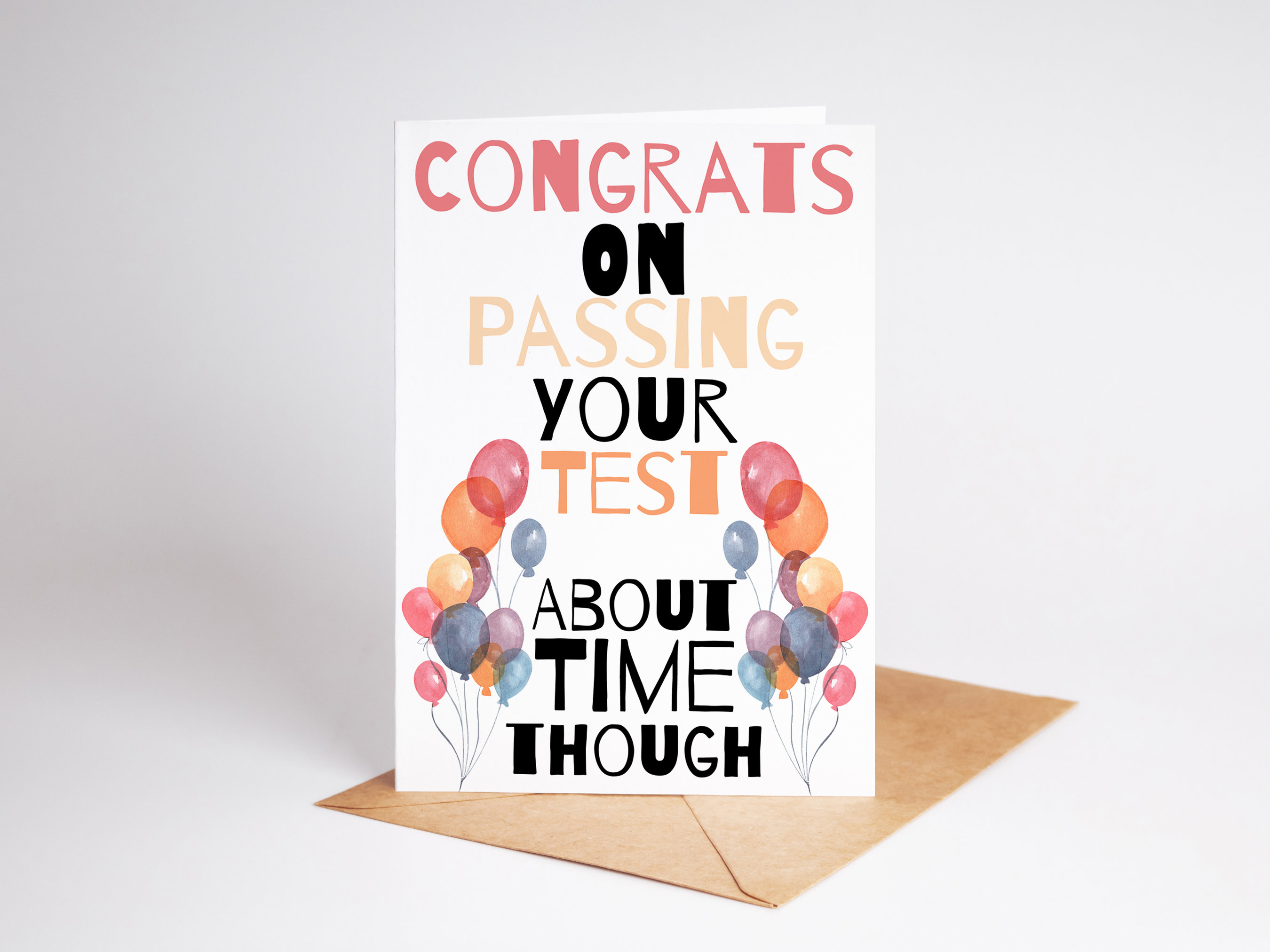 Congratulations on Passing Test Card - Motivational Card - Graduation ...