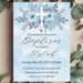 Blue Beautiful Simple Baptism Invitation Watercolor Blue Flowers Baby ...