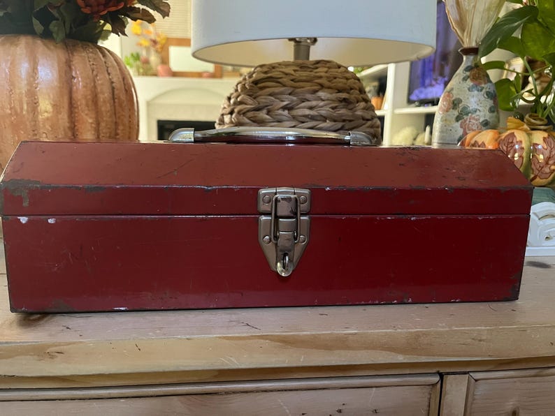 Vintage Red Organically Worn Tool Box - Etsy