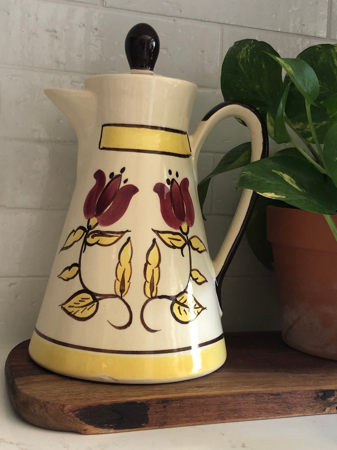 Vintage Hand Painted Floral Pitcher Coffee/tea Pot With Lid. - Etsy