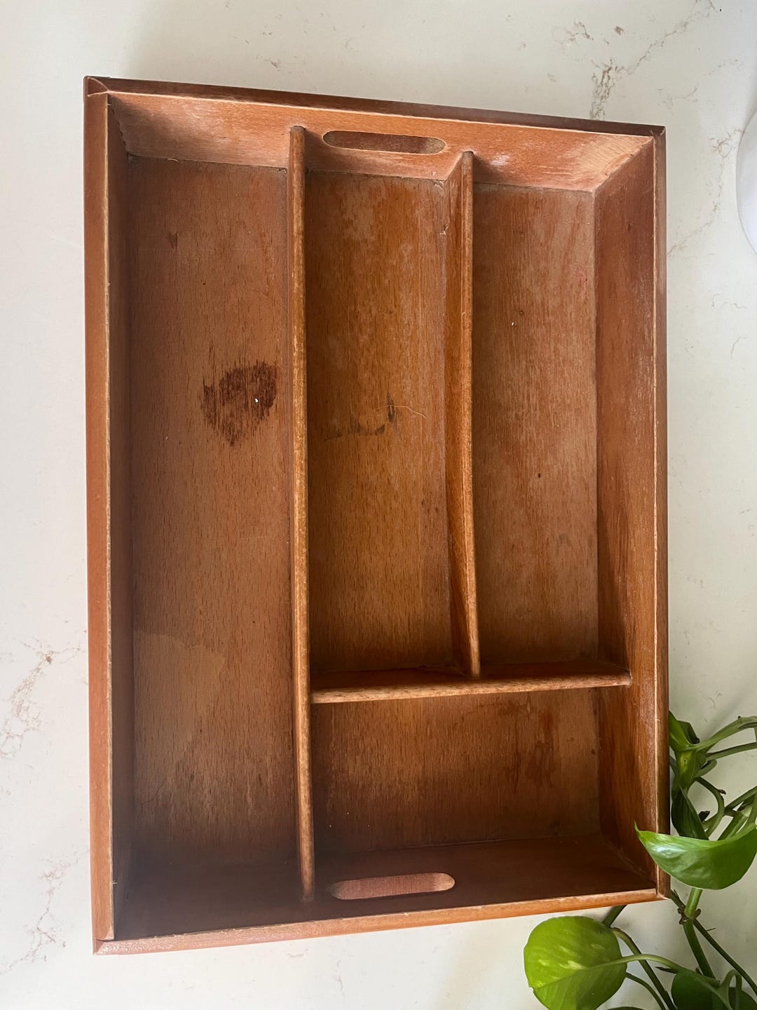 Vintage Solid Wood Divided Storage Tray - Etsy