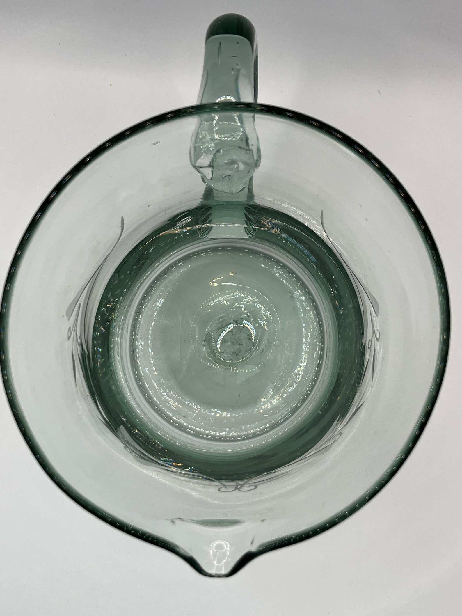 Hand Blown and Etched Gray/green Bubble Glass Pitcher - Etsy