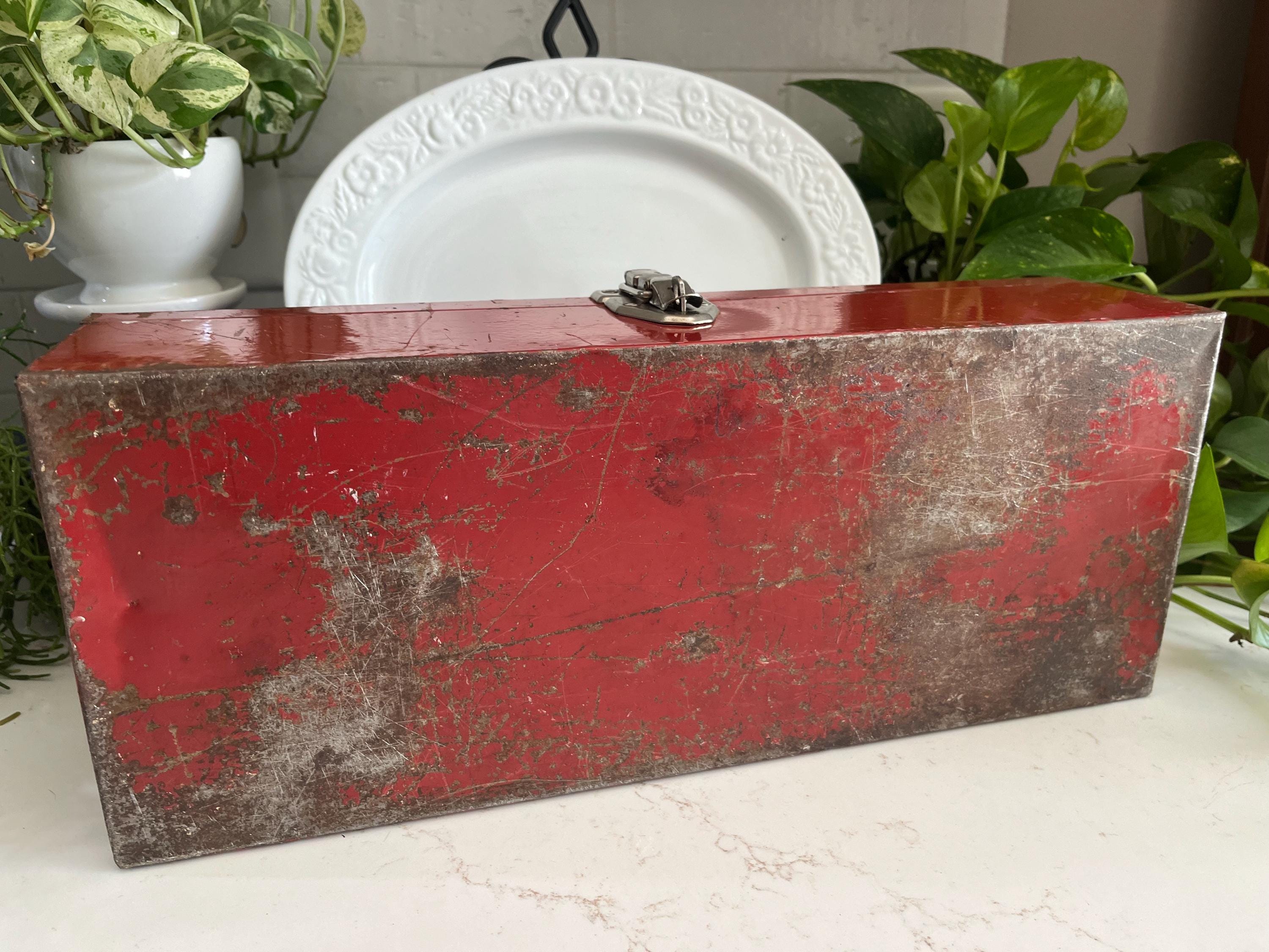 Vintage Red Organically Worn Tool Box - Etsy