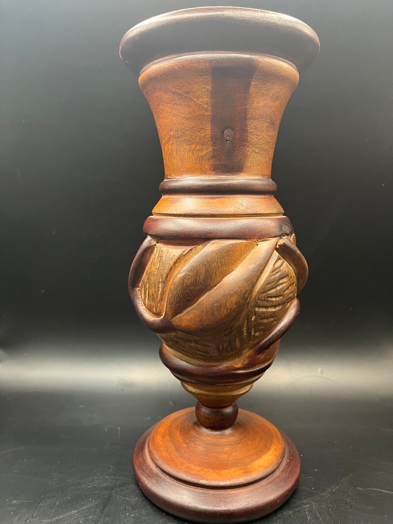 Carved Wood Vase - Etsy
