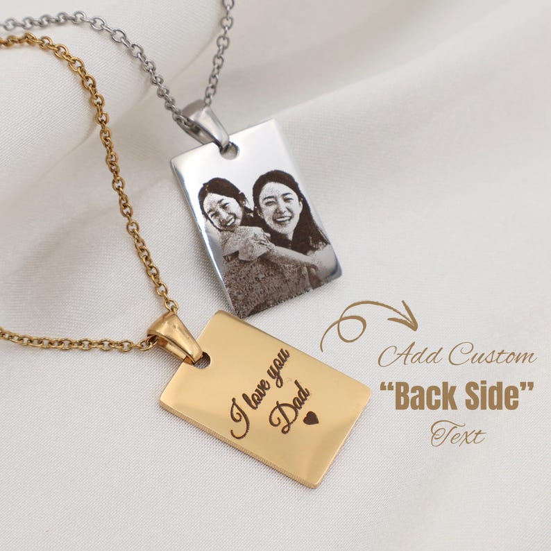 Picture Engraved Necklace - Real Gold Plated Stainless Steel Chain With ...