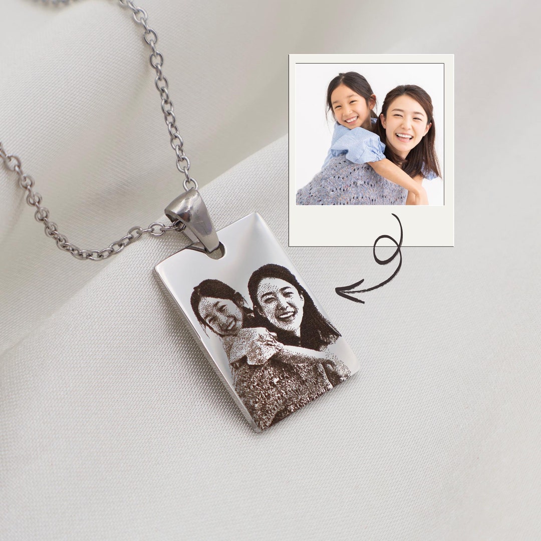 Picture Engraved Necklace - Real Gold Plated Stainless Steel Chain With ...