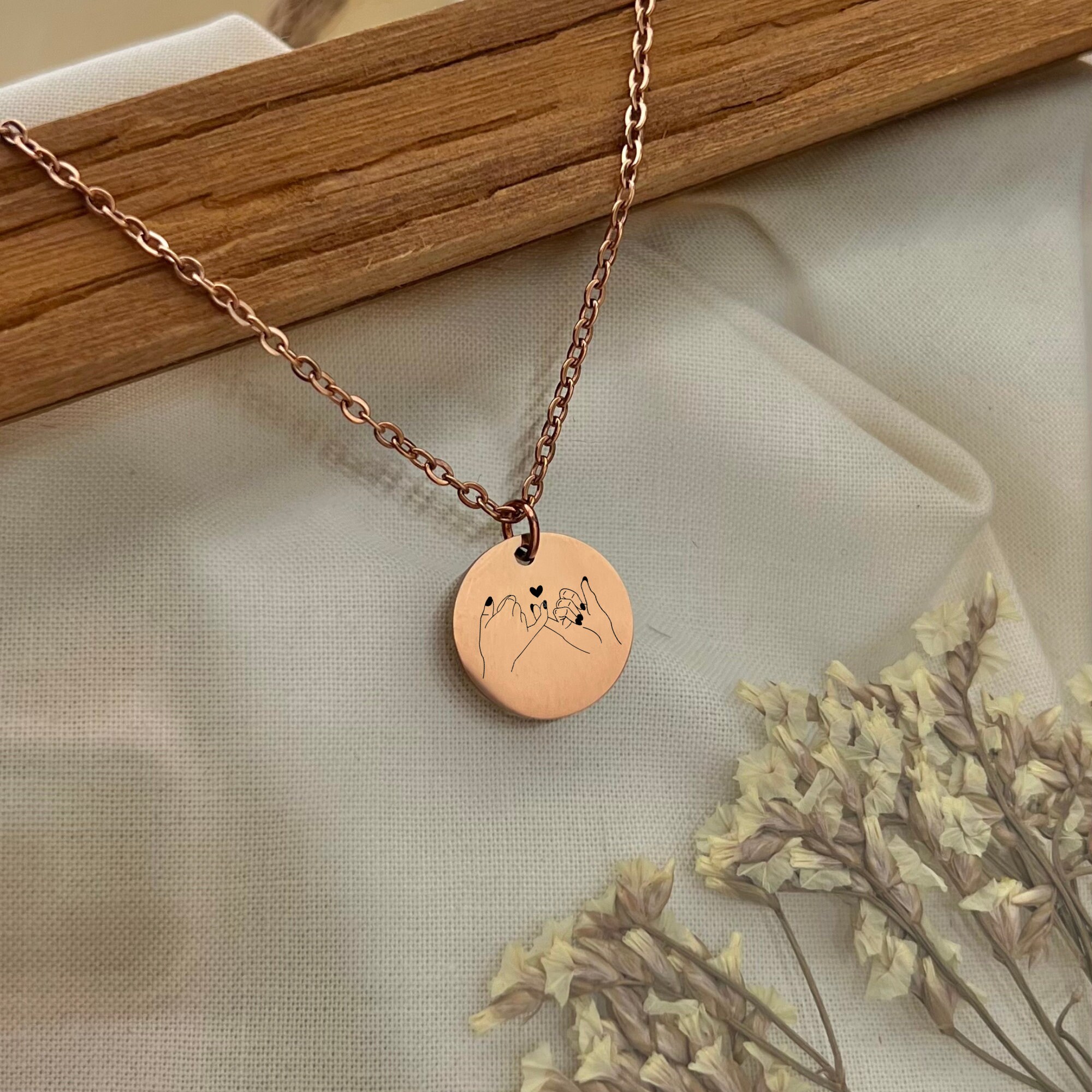 Customizable Pinky Promise Friendship Necklace in Stainless Steel ...