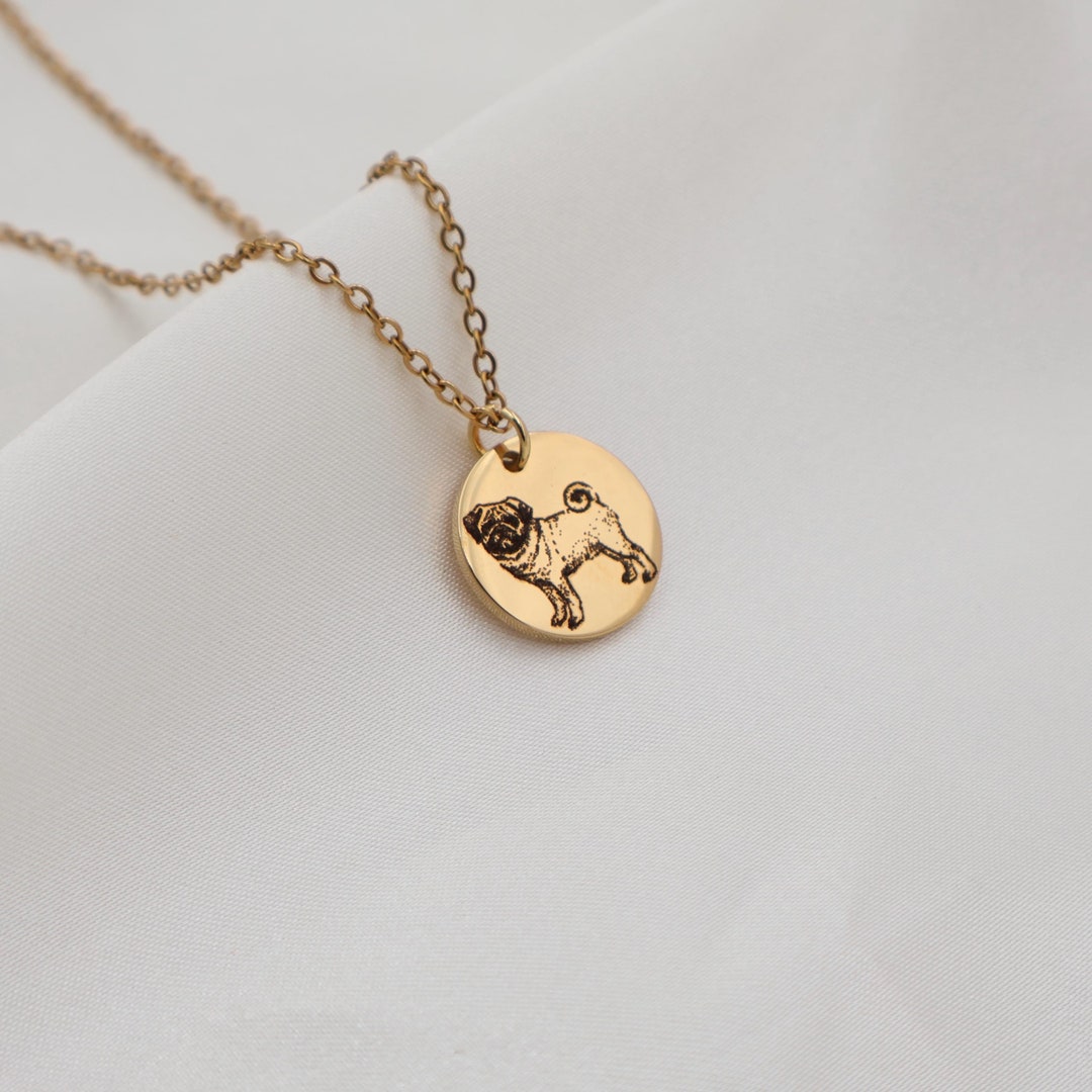 Personalized Pug Necklace - Custom Dog Mama Jewelry - Gold, Silver ...