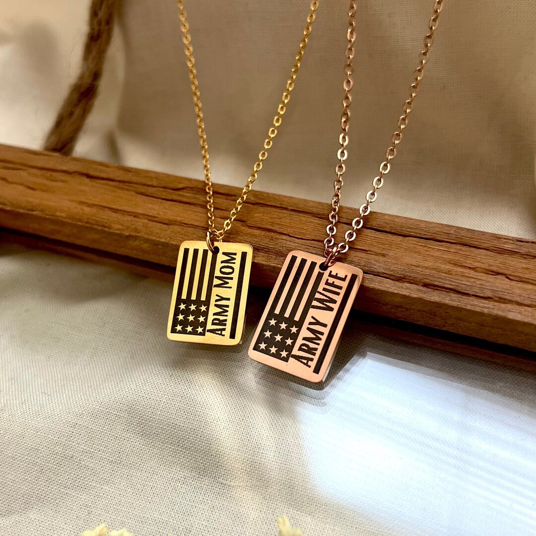 Custom Army Wife Mom Necklace - Personalized Military Spouse Jewelry ...