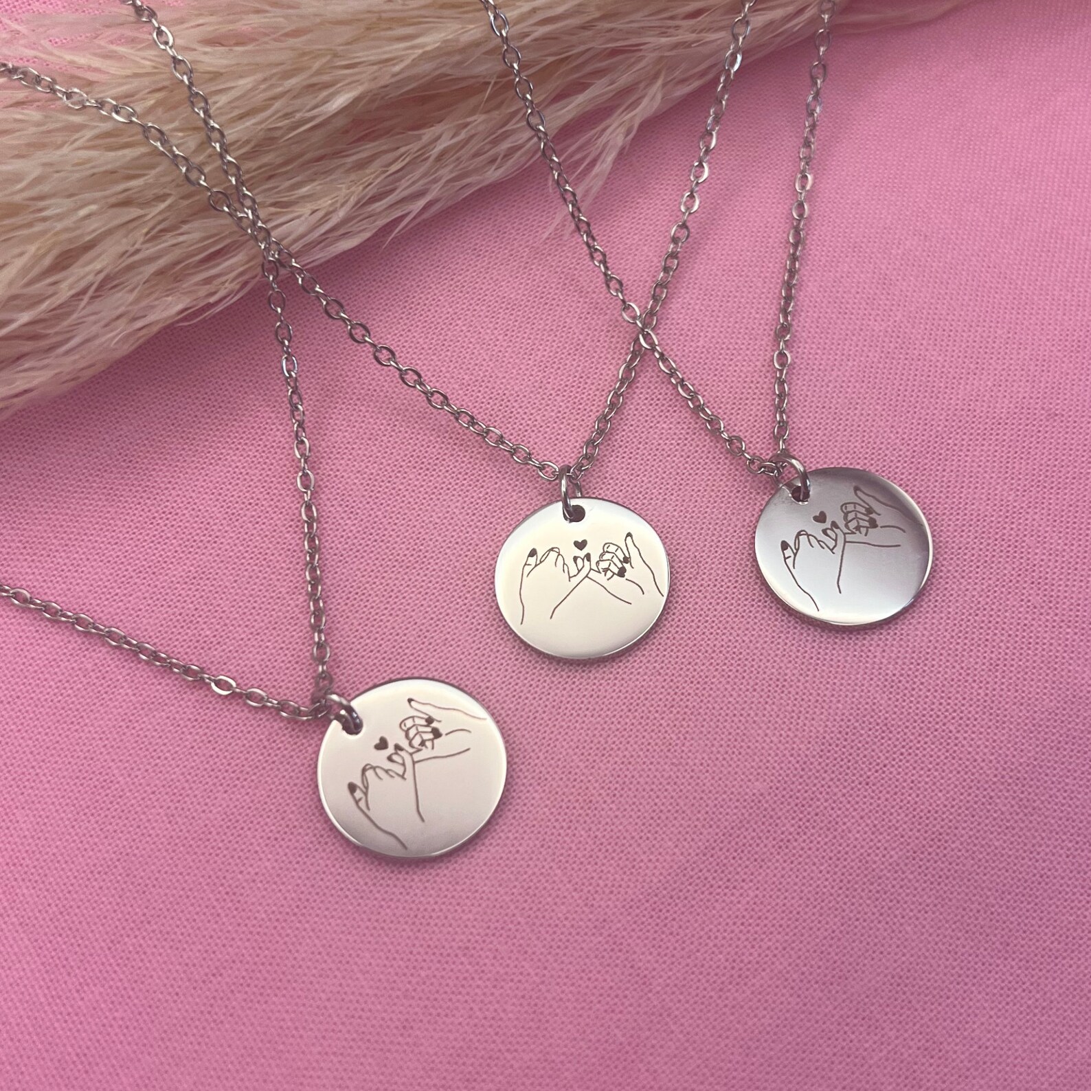 Customizable Pinky Promise Friendship Necklace in Stainless Steel ...