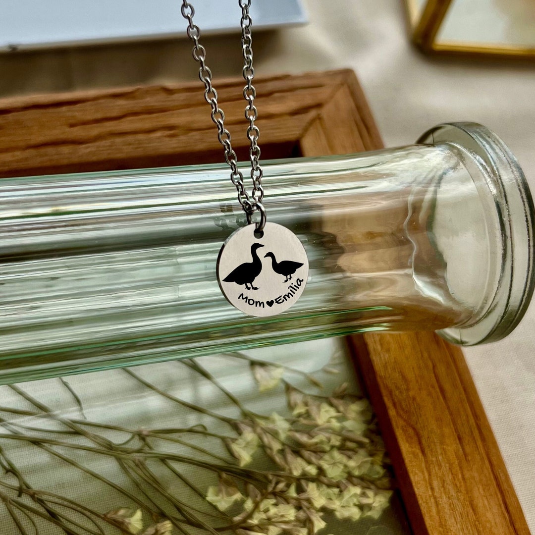 Personalized Name Mama Duck With Baby Duck Necklace - New Mother Gift ...